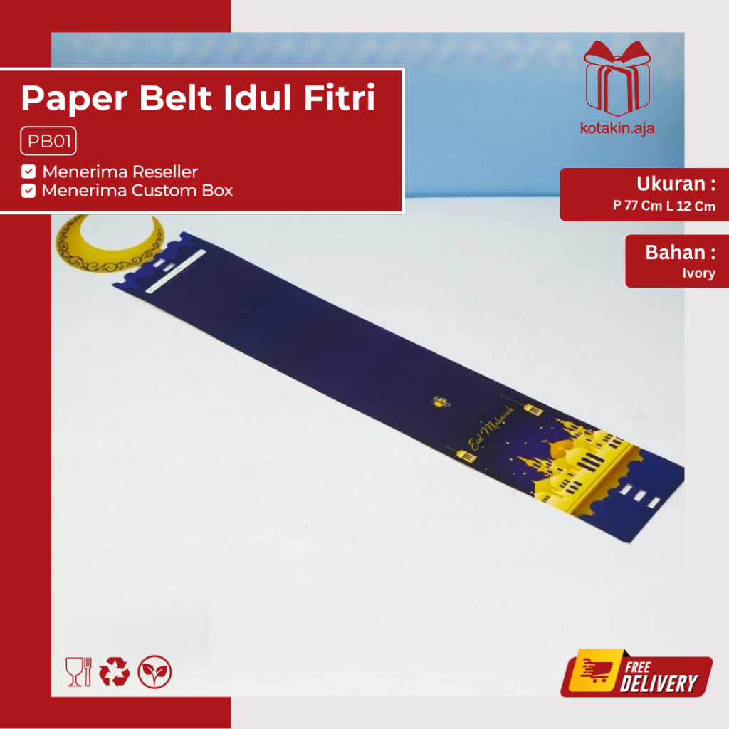 Jual Sabuk Box Iduk Fitri / Paper Belt Idul Fitri / Label Box Idul ...