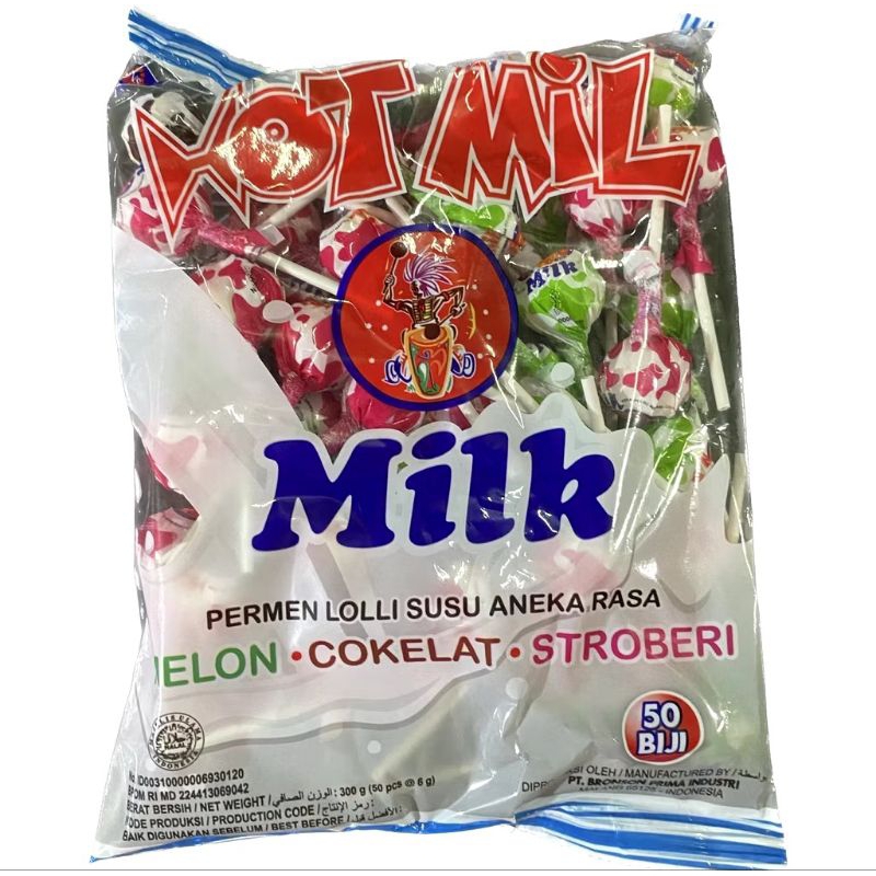 Jual Permen susu rasa buah melon coklat dan stoberi isi 50 tangkai ...