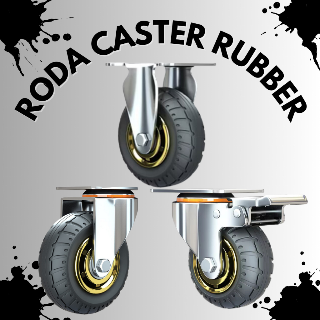 Jual RODA CASTER RUBBER HITAM BAHAN TEBAL 3 VARIAN MATI HIDUP REM 6 ...