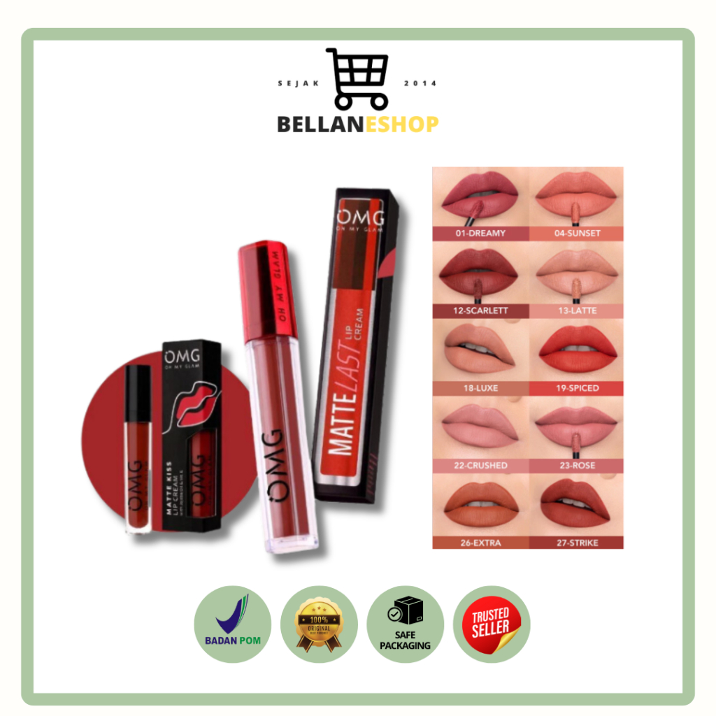 Jual OMG Oh My Glam Matte Kiss Lip Cream / Lip Cream Matte | Shopee ...