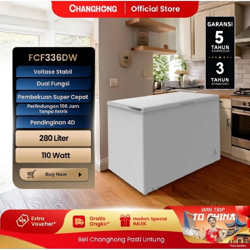 Jual Chest freezer Changhong 300 Liter Garansi 5+3 Tahun | Shopee Indonesia