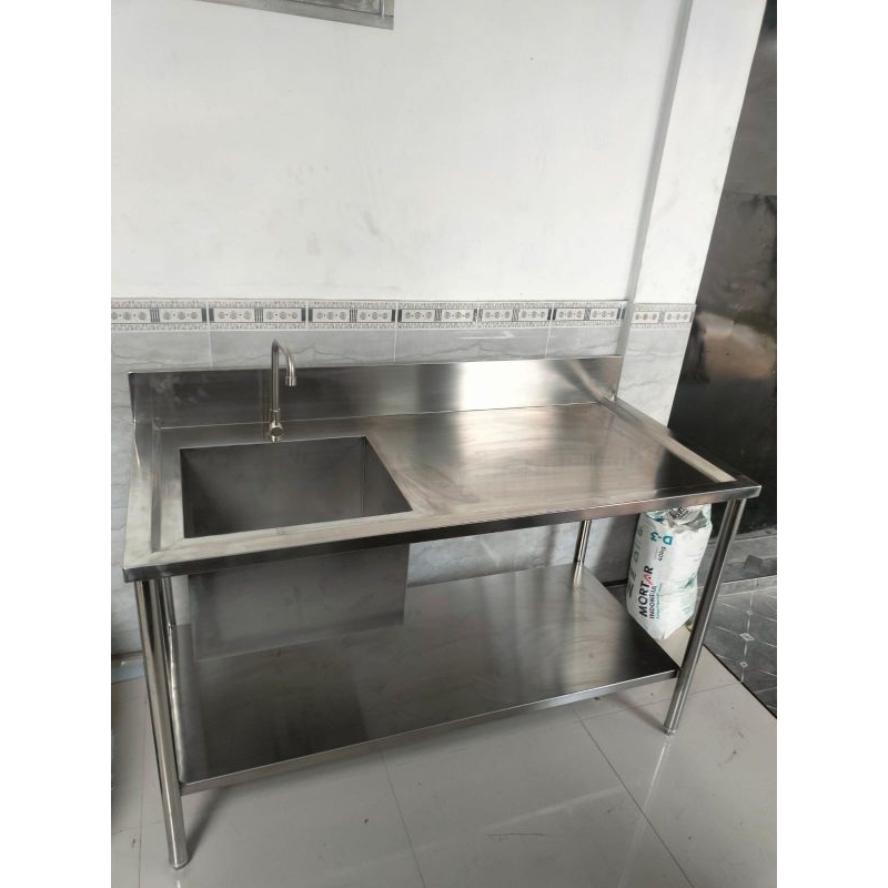 Jual meja sink wastafel 2 hambal stainless 304/wastafel stainless ...
