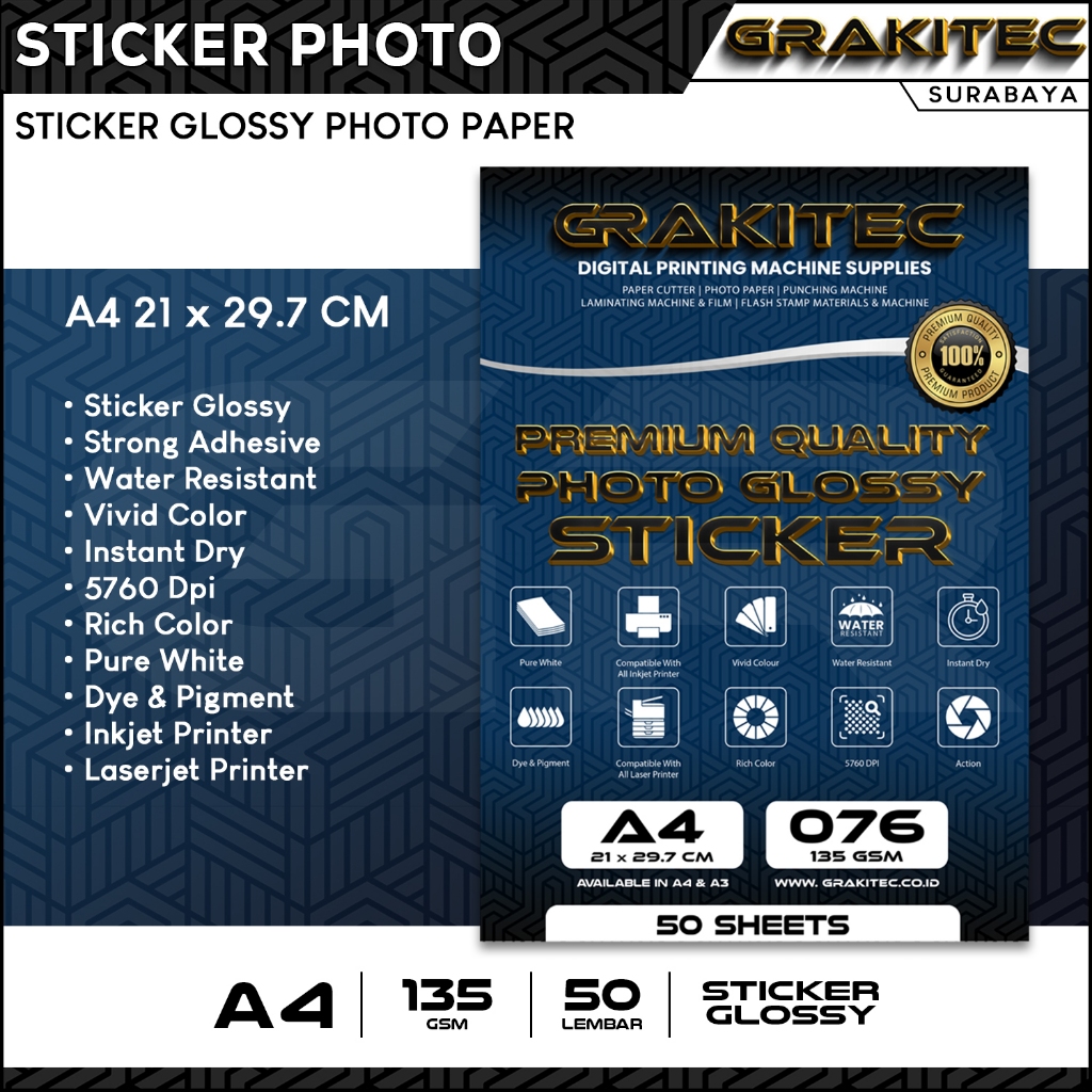 Jual Sticker Glossy Photo Paper A4 - Isi 50 Lembar Glossy Photo Sticker ...