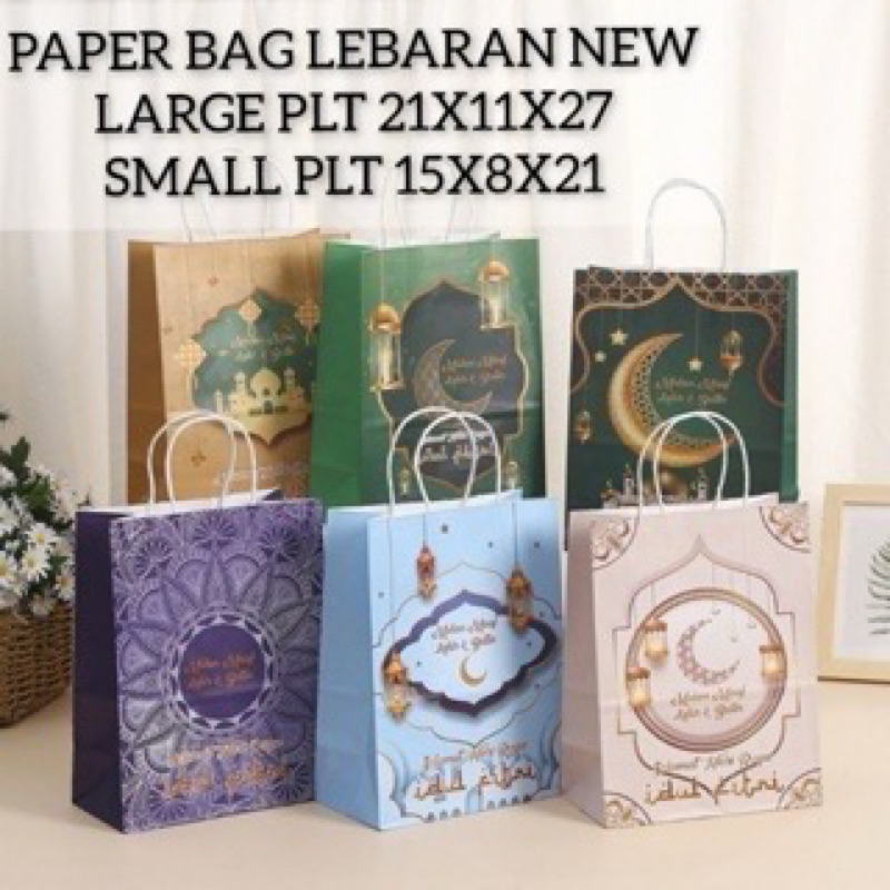 Jual Eid Mubarak Paper Bag tas parcel Lebaran idul fitri ukuran besar ...