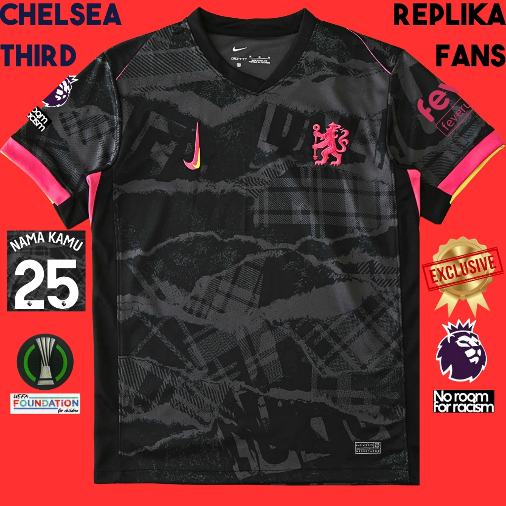 Jual Jersey Chelsea 2024 2025 3RD Baju Bola Fans Hitam 24 25 | Shopee ...
