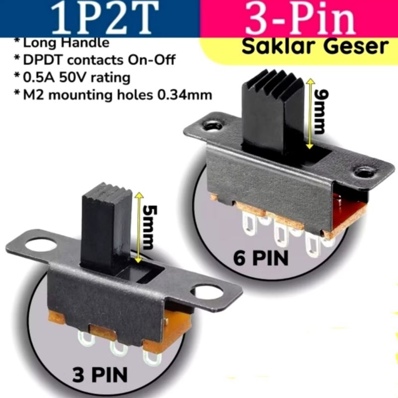 Jual Saklar Geser SS12F15 Wire Mini Toggle Switch Slide Vertikal 1P2T ...