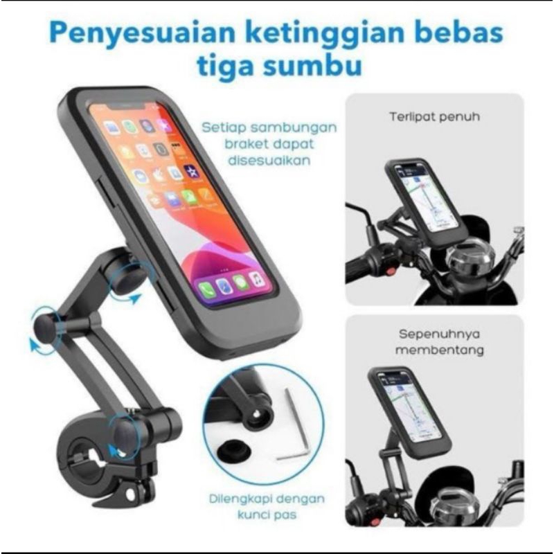 Jual Holder Motor Waterproof M3 6.5" Adjustable Touchscreen Handle ...