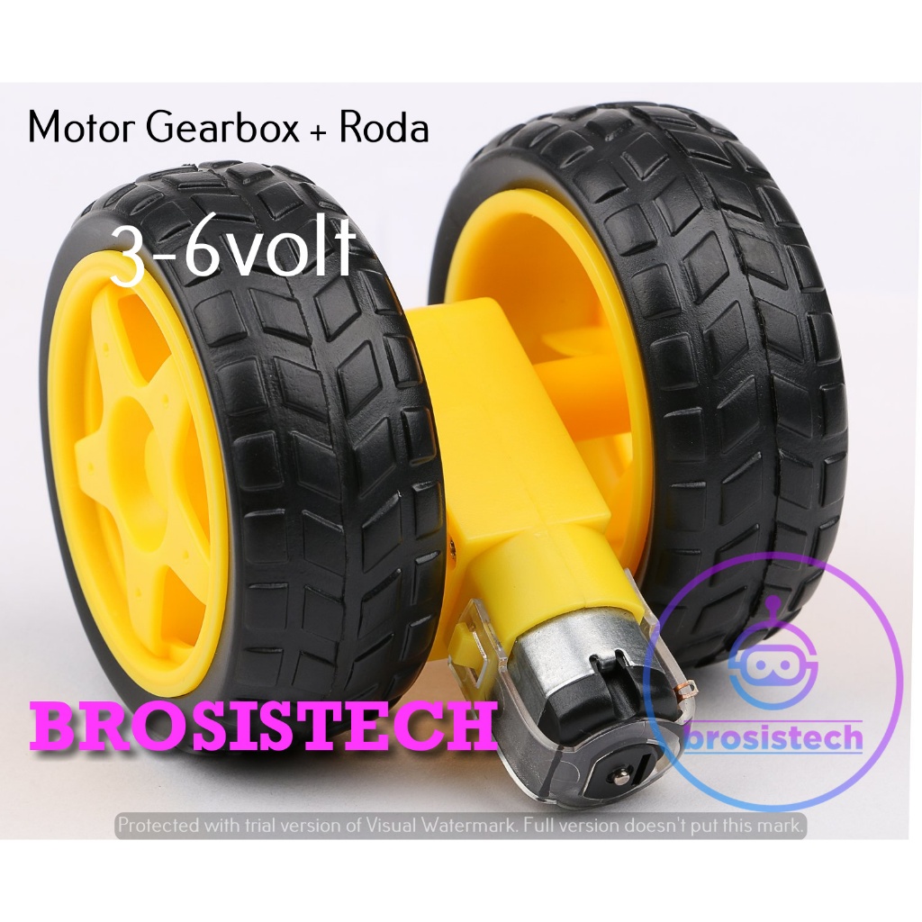 Jual Motor Gearbox + Roda Smart Car Robot Tyre 1:48 Gear Ratio Ban ...