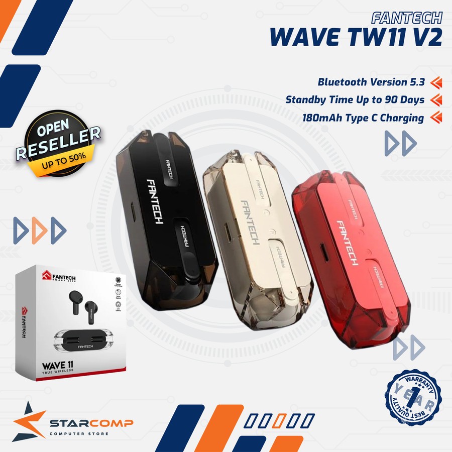 Jual Fantech TW11 V2 Wave True Wireless Earphone Bluetooth 5.3 Earbuds ...