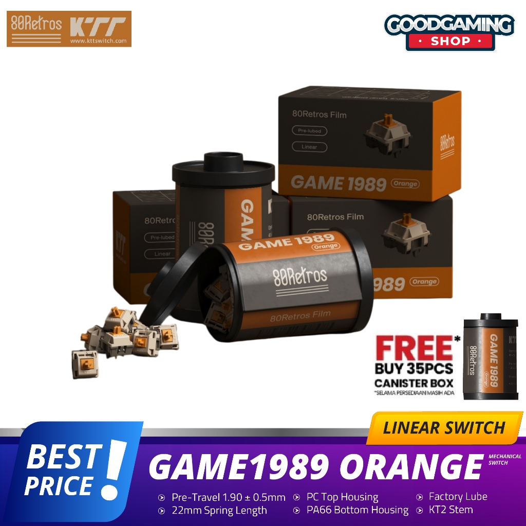 Jual KTT 80Retros GAME 1989 Orange Linear Switches | Shopee Indonesia