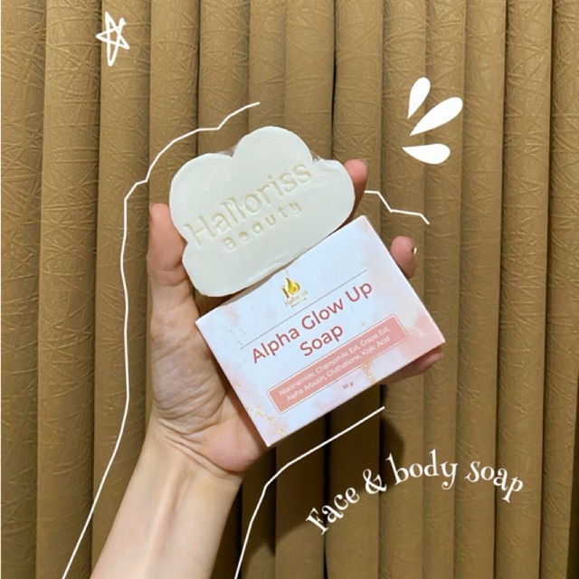 Jual ALPHA GLOW UP SOAP/ WHITENING FACE & BODY SOAP (HALLORISS BEAUTY ...