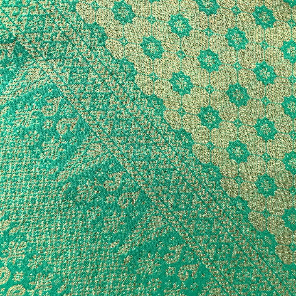 Jual Kain Tenun Songket Khas Palembang Asli Motif Lepus Hijau Benang Emas | Shopee Indonesia