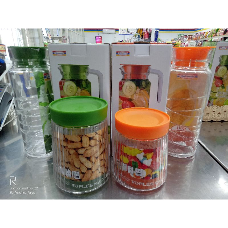 Jual Water Jug / Teko / Poci Kaca 1 Liter, Toples Kaca 1 Liter, Toples ...