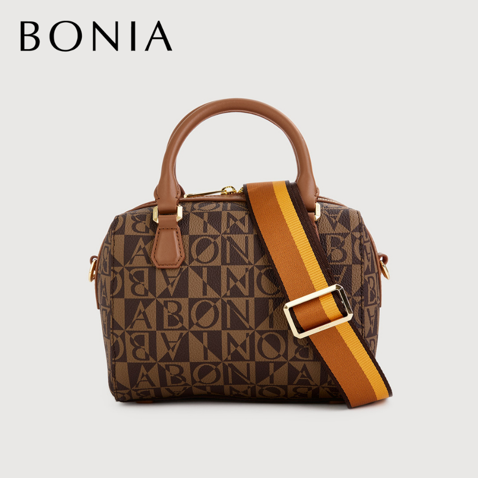 Jual Bonia - Eterna Small Monogram Satchel Bag Brown | Shopee Indonesia