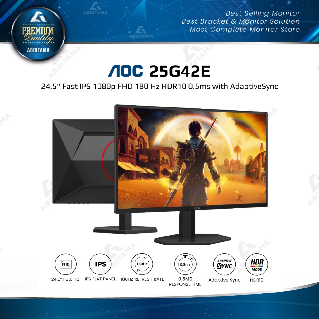 Jual Monitor LED AOC 25G42E 24.5" Fast IPS 1080p FHD 180 Hz HDMI 2.0x1 ...