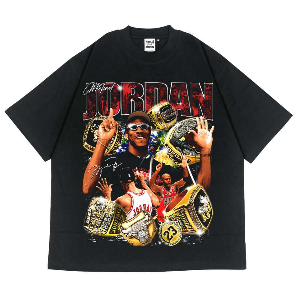 Jual Popular Michael Jordan Ring Oversized Heavyweight Tee 16s Black ...