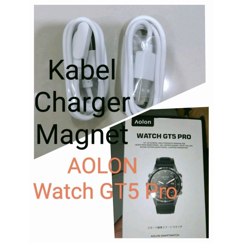 Jual kabel jam smartwatch aol*on GT5 PRO kabel charger jam color white ...