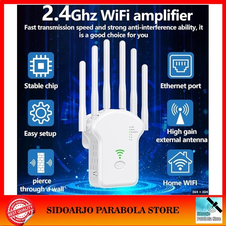 Jual Wifi Range Extender Router Repeater Amplifier Signal 300Mbps External 6 Antena Perluas ...