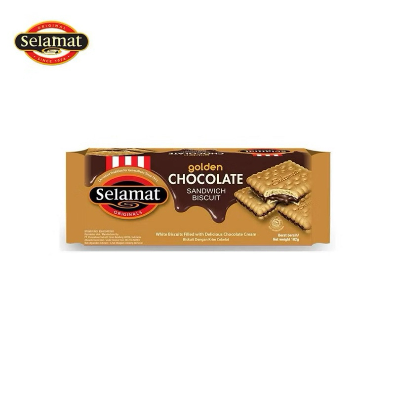 Jual Selamat Golden Chocolate Sandwich Biscuit 102gr | Shopee Indonesia