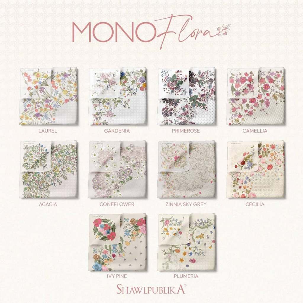 Jual [READY] HIJAB SHAWLPUBLIKA MONOFLORA HIJAB MOTIF BUNGA SEGI EMPAT ...