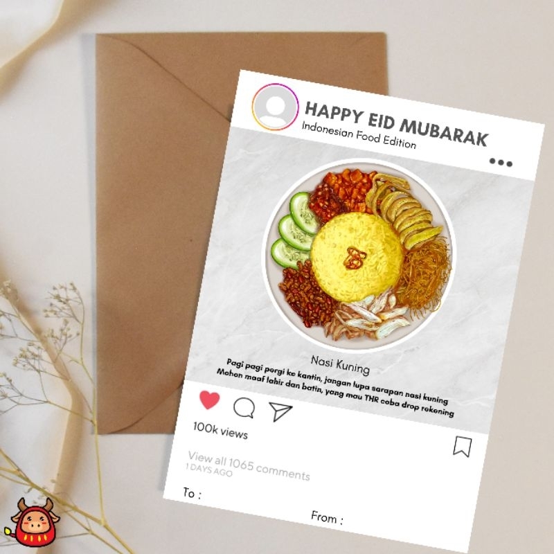 Jual Kartu Lebaran Eid edisi terbaru makanan Indonesia design unik dan ...
