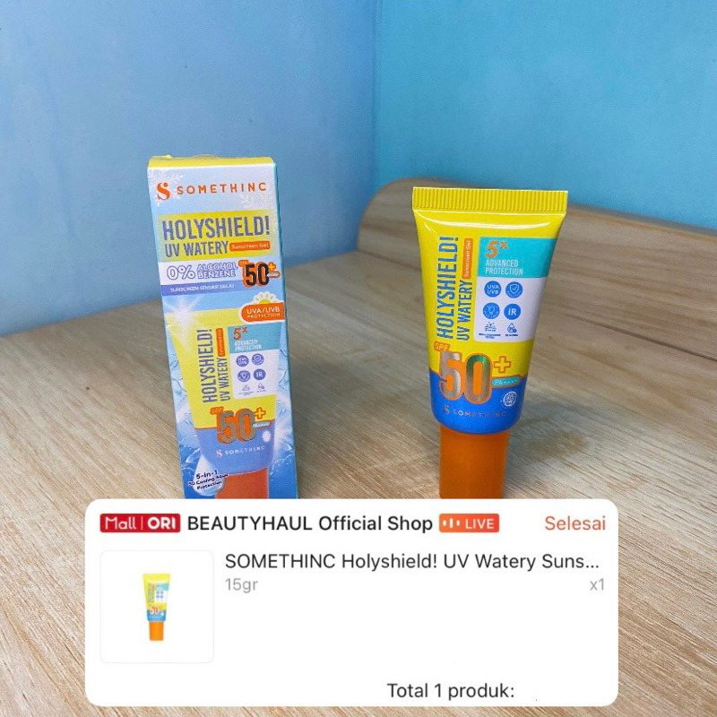 Jual SOMETHINC Holyshield! UV Watery Sunscreen Gel SPF 50+ PA++++ 15gr ...