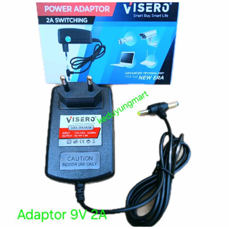 Jual Adaptor Visero 9V 2A Jack besar dan kecil bisa cas speaker aktif ...