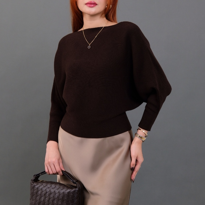 Jual SUETERCLOTH - Lucio Batwing Knit Top/Knit Top Wanita/Oversize sweater knit/Sabrina knit top ...