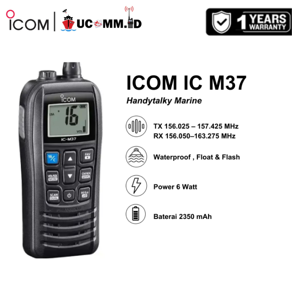 Jual ICOM M37 M 37 M-37 VHF HT Marine Waterproof & Floating Original | Shopee Indonesia