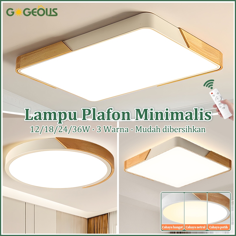 Jual COD Lampu Plafon Minimalis Modern Kayu 36 Watt Bulat/Persegi 3 ...