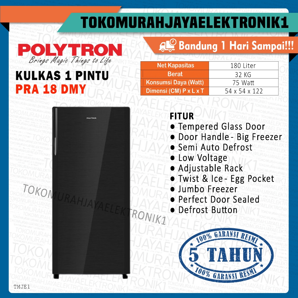 Jual KULKAS 1 PINTU POLYTRON 180 LITER PRA 18 DMY BIG FREEZER GARANSI ...