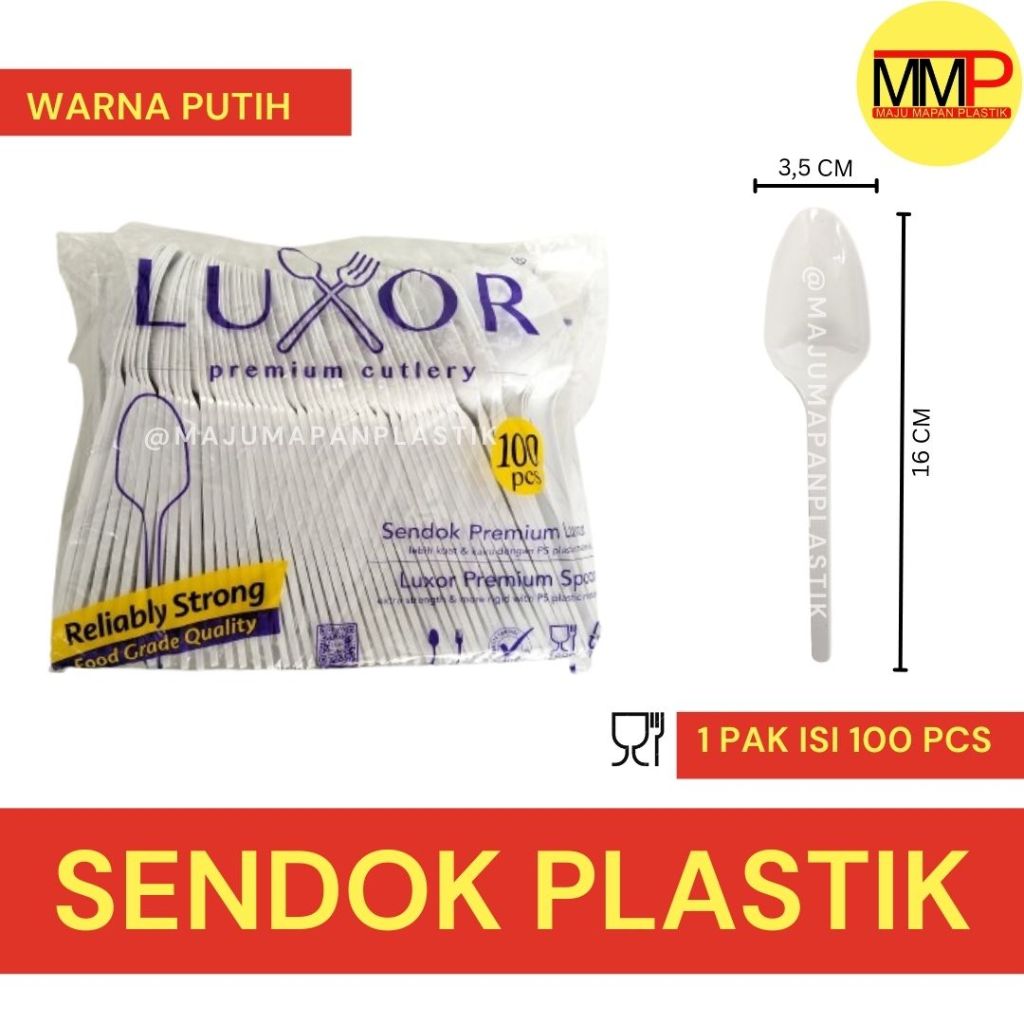 Jual [100 pcs] Sendok atau Garpu Luxor / Sendok makan plastik / Sendok ...