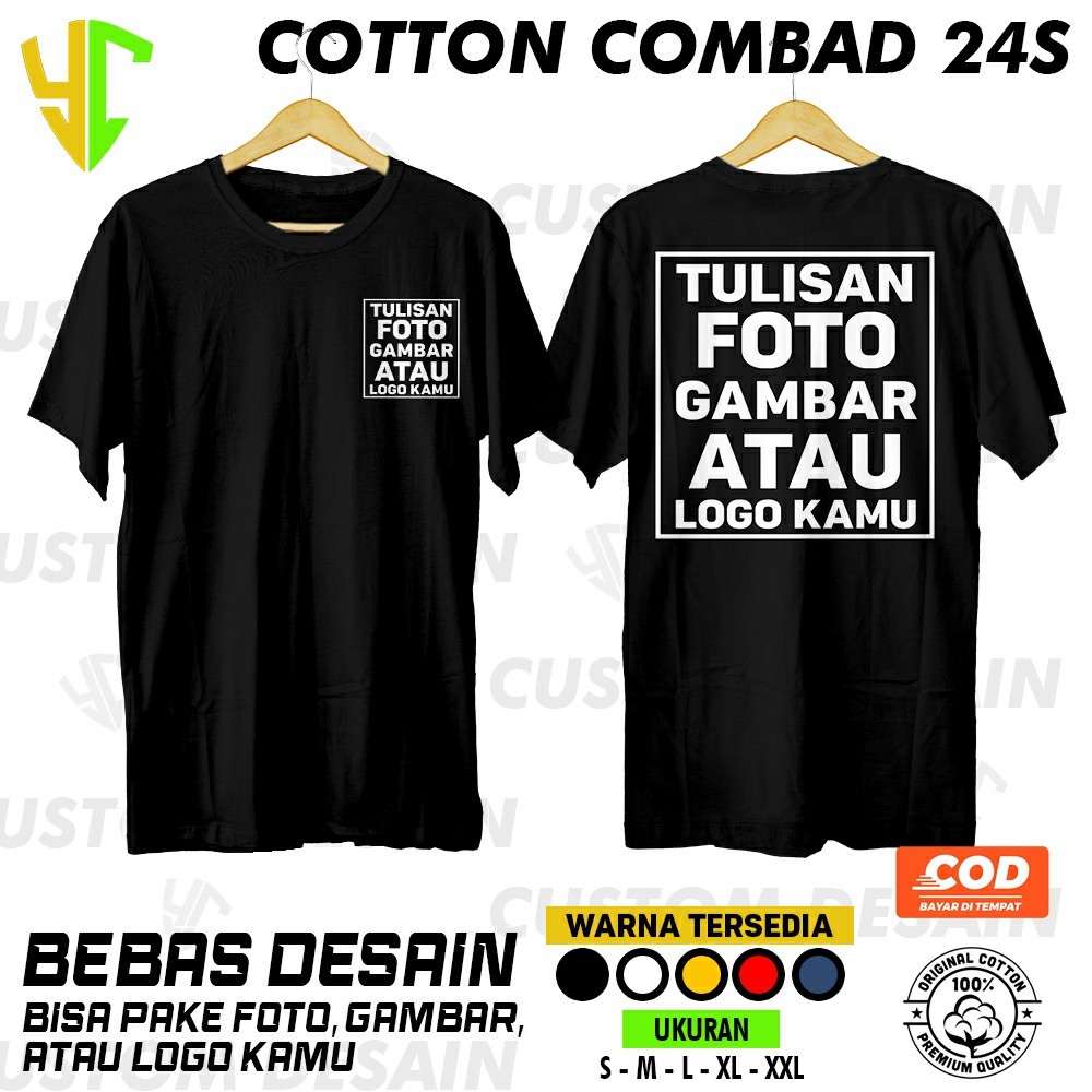 Jual T-Shirt Kaos Cotton Combad 24s Satuan/Lusinan Custom Bisa Request Foto Dan Design Sendiri ...