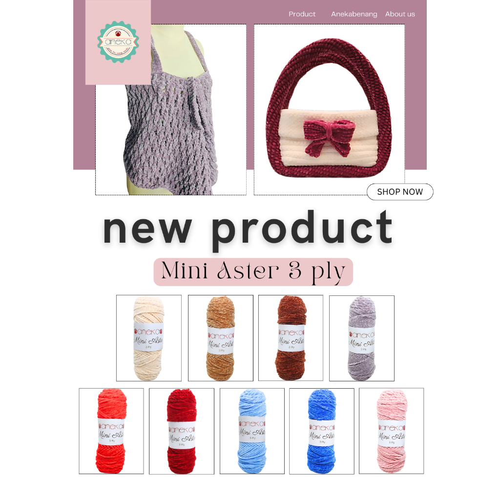 Jual KATALOG - Benang Rajut Mini Aster 3 Ply / Velvet / Bludru Crochet ...