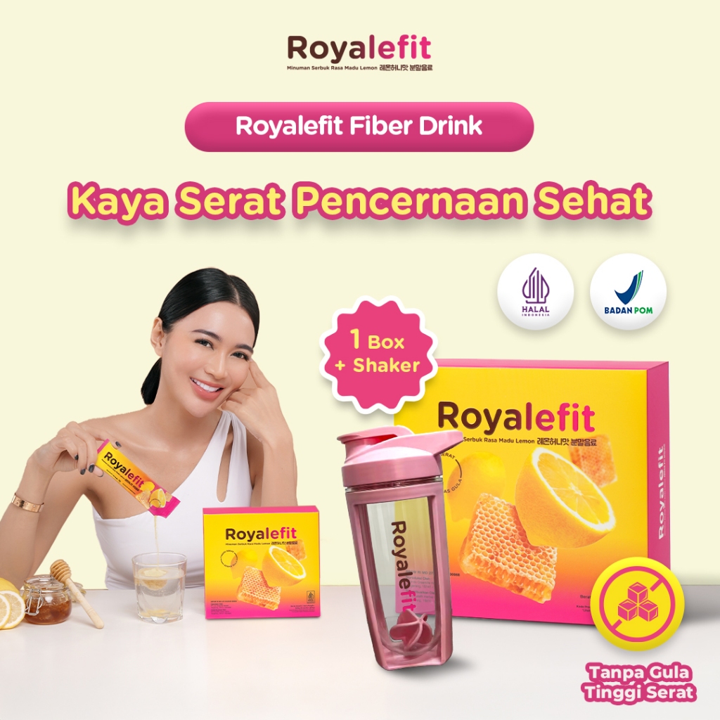 Jual Royalefit Fiber Drink - Paket 1 Box isi 16 Sachet + Shaker ...