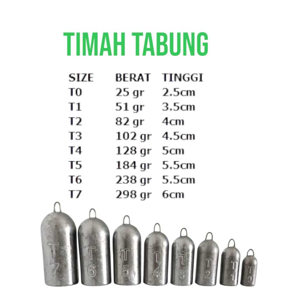 Jual Timah Pancing/Bandul Pancing/Timah Mancing Laut/Timah Pemberat Pancing/Timah tabung/T0,T1 ...