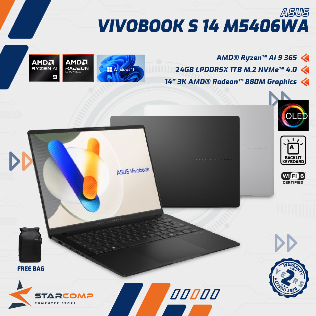 Jual ASUS Vivobook S 14 OLED M5406WA Ryzen AI 9 365 24GB 1TB 14" 3K ...