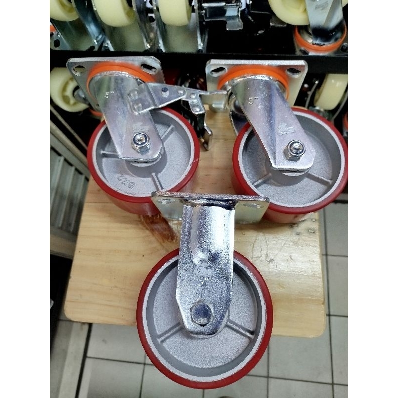 Jual RKS - Roda 5" inch HT PU Moldon heavy duty double bearing caster ...