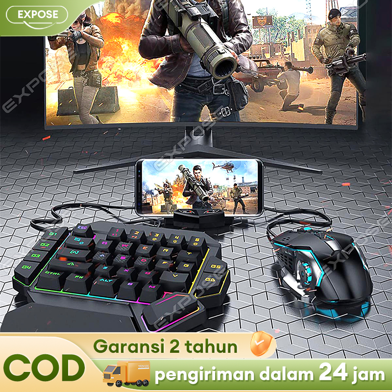 Jual Keyboard Gaming Dan Mouse Single Hand RGB 5in1 - Keyboard Gaming ...