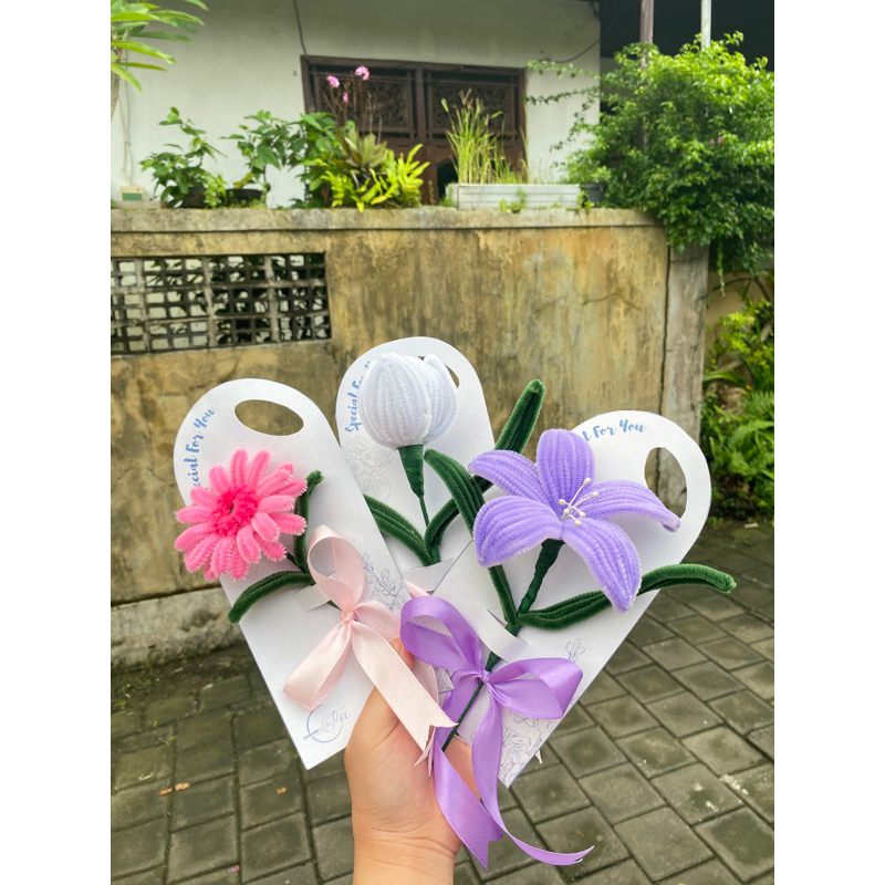 Jual card flower pipecleaner/ bunga kartu/ single flower/ bunga kawat ...