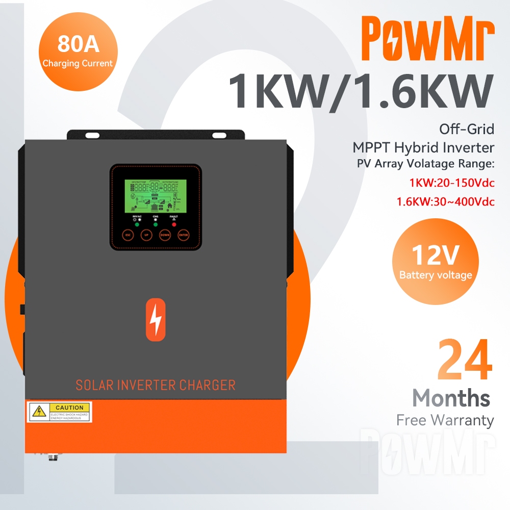 Jual PowMr 1KW/1.6KW 12V Hybrid Solar Inverter 230Vac Semua dalam satu inverter dibangun dalam ...