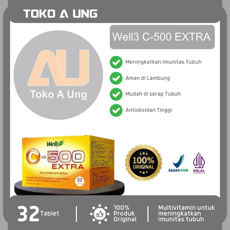 Jual Well3 C-500 Extra 32 Tablet Vitamin C Tanpa Perih Di Lambung Multivitamin Lengkap | Shopee ...