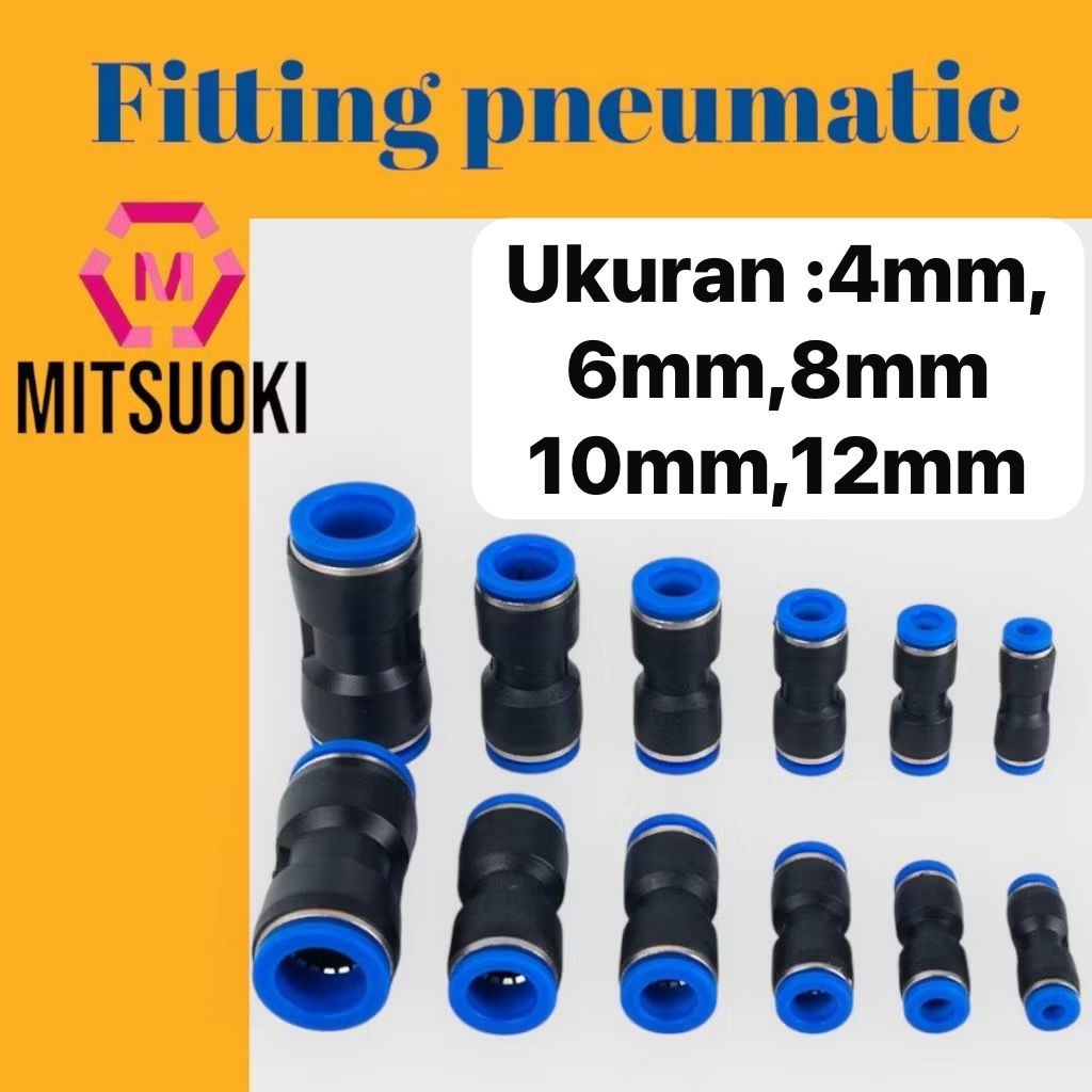 Jual Fitting Pneumatic Lurus 4 6 8 10 12mm PU Fitting Lurus Slip Lock ...
