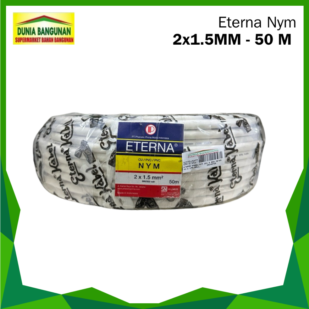 Jual Kabel Listrik Eterna - Kabel Listrik Nym 2X1.5 Mm / 50 Meter / 50 M / 50M Kabel Listrik ...