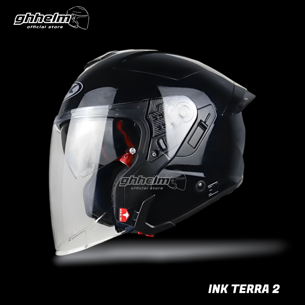Jual HELM INK TERRA 2 SOLID ORIGINAL HELM HALF FACE DOUBLE VISOR SNI ...