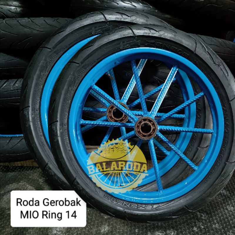 Jual Roda Gerobak MIO Ring 14 Satu Set Dua Roda Lengkap + As Roda ...