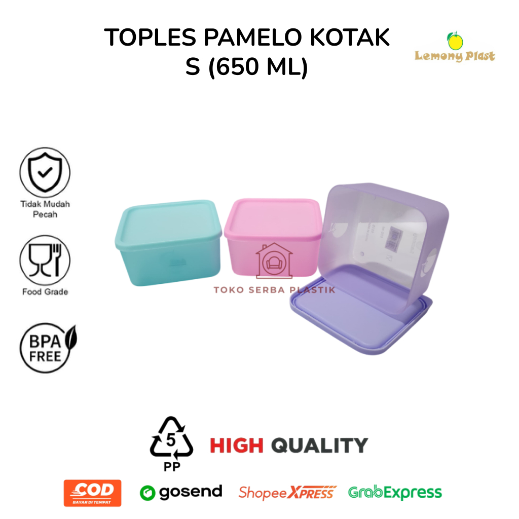 Jual Toples Segi Kecil / Sealware Kotak Pamelo S 650ml ala Tupperware ...