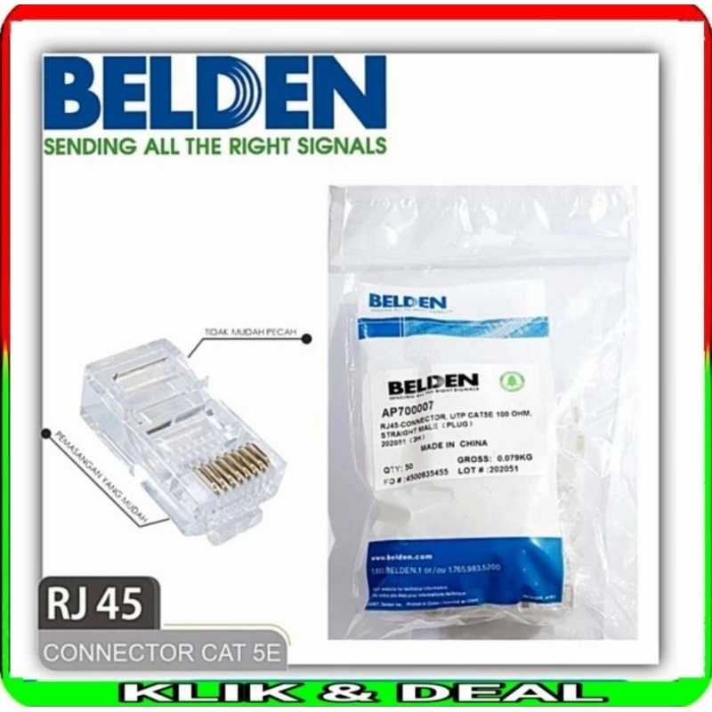 Jual connector rj45 cat5 belden original isi 50pcs | Shopee Indonesia