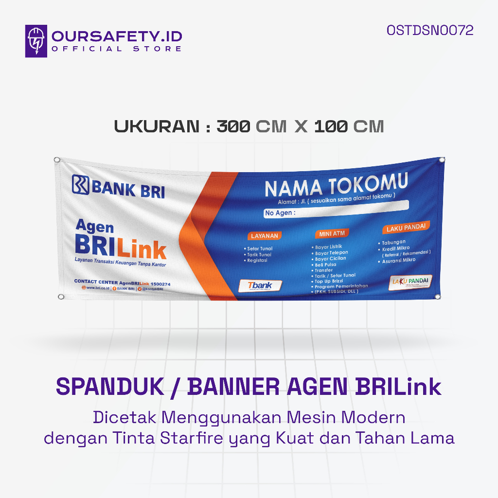 Jual Spanduk Custom | Spanduk / Banner Agen BriLink Ukuran 3X1 Meter ...