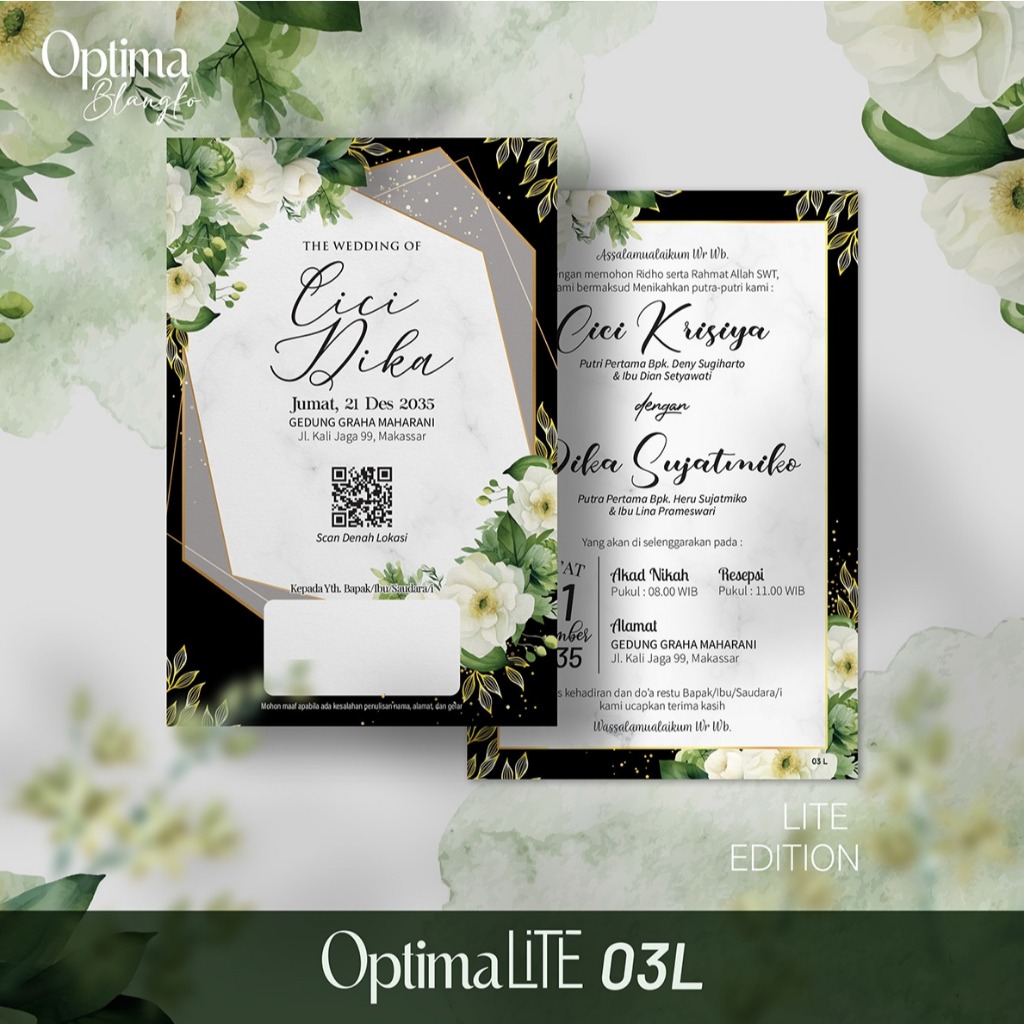 Jual Optima Lite 01 L - 09 L Blangko Undangan | Undangan Murah Free File Setting | Shopee Indonesia
